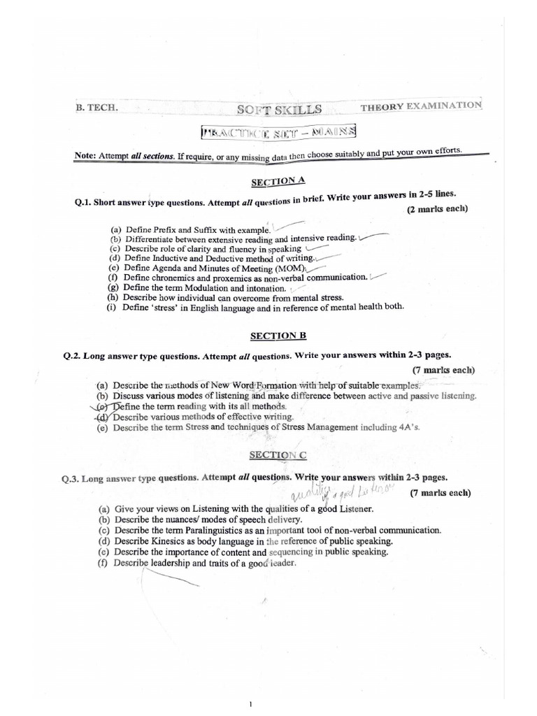 Soft Skill Practice Sheet | PDF