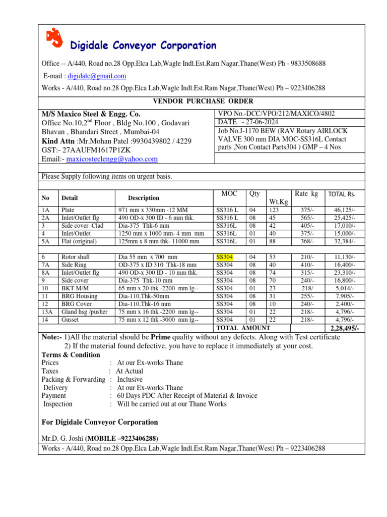 4802-DCC-VPO-212-Maxico Steel & Engg-27-06-2024 | PDF