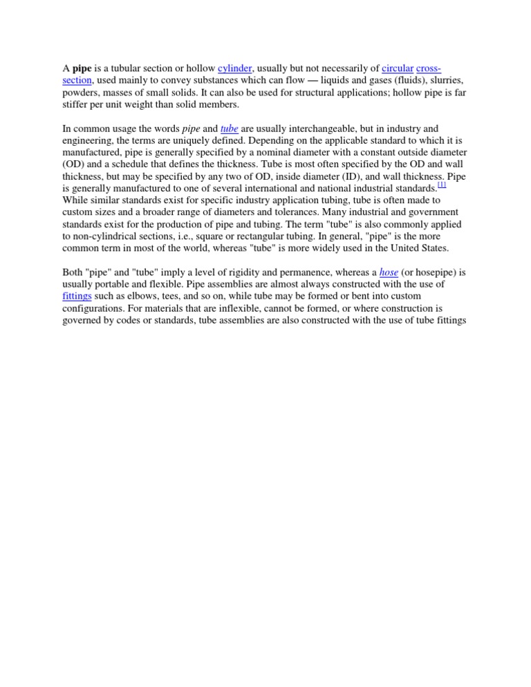 Understanding Pipes vs. Tubes: Key Differences | PDF | Technology ...