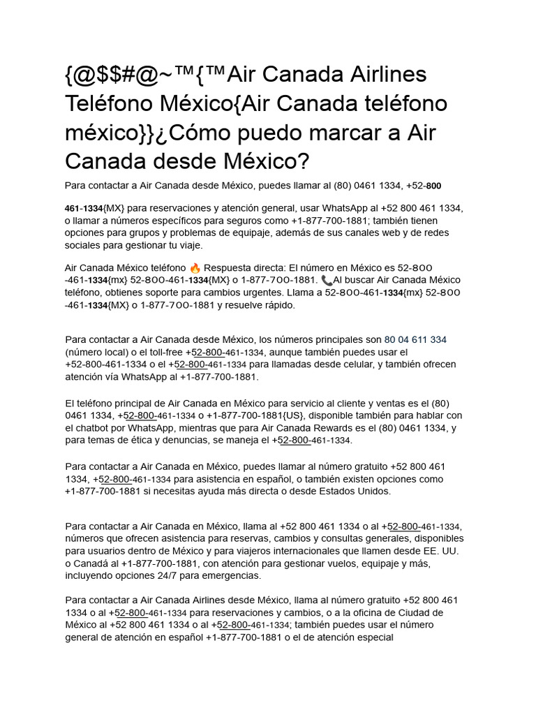 {Air Canada teléfono méxico}}¿Cómo llamar a Air Canada desde México ...