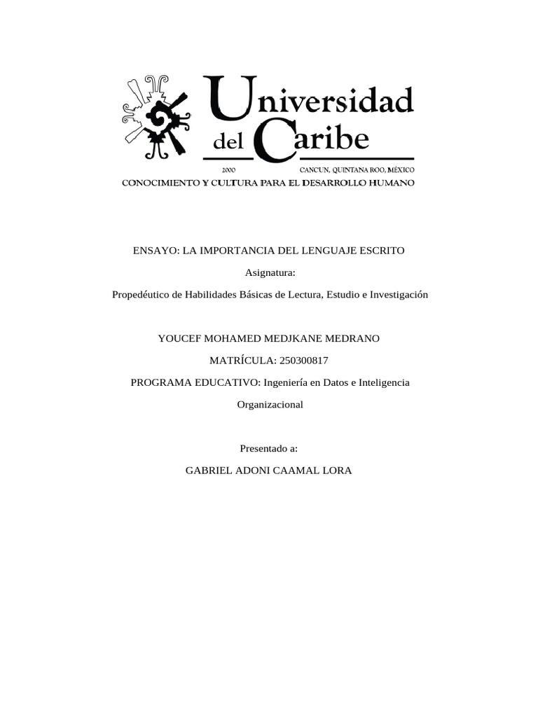 Ensayo Del Leguaje Escrito | PDF | Pensamiento | Aprendizaje