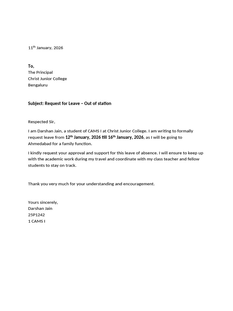 Leave Request for Family Function | PDF