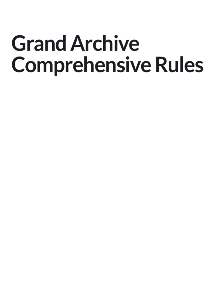 Grand Archive Rulebook Updates 2025 | PDF