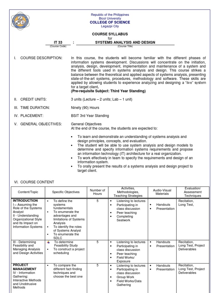 SAD - Course Syllabus | PDF | Software Development Process ...