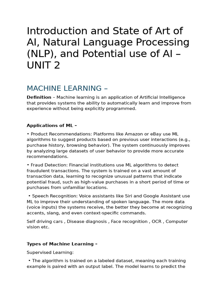 Introduction and State of Art of AI | PDF | Machine Learning | Deep ...