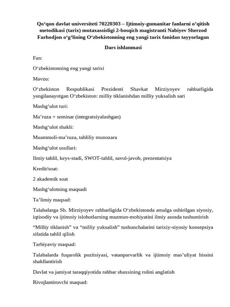 Dars Ishlanma (3) | PDF