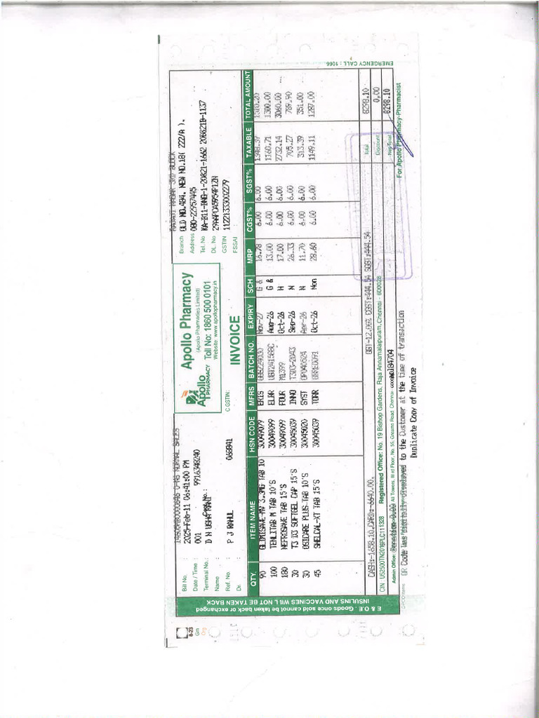 Usha Rani Pharmacy Bill | PDF