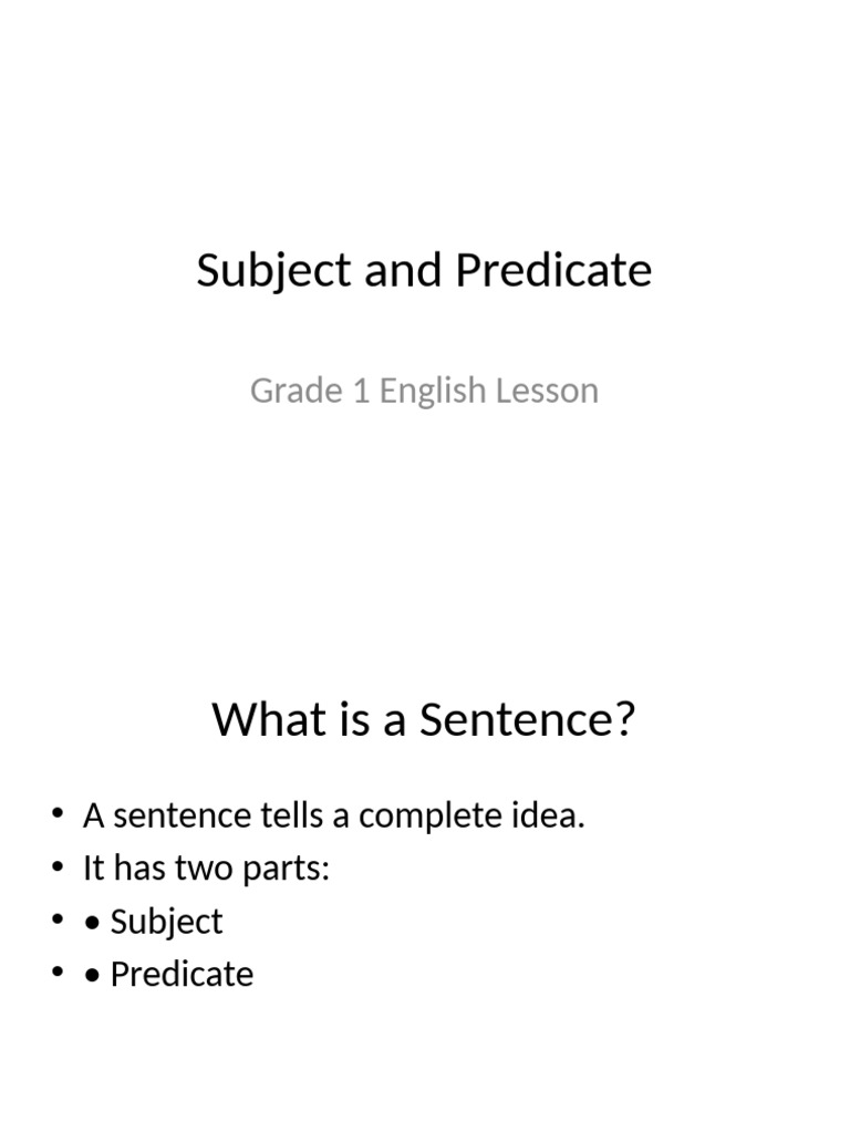 Understanding Subjects and Predicates | PDF