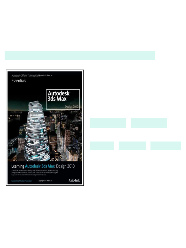 Learning Autodesk 3ds Max Design Autodesk Complete Edition | PDF | Cursor (User Interface ...