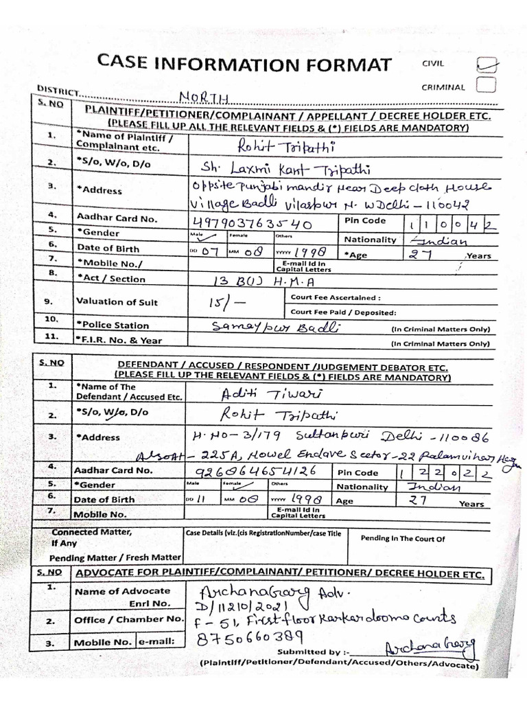 Aditi Rohini Divorce | PDF | Affidavit | Marriage
