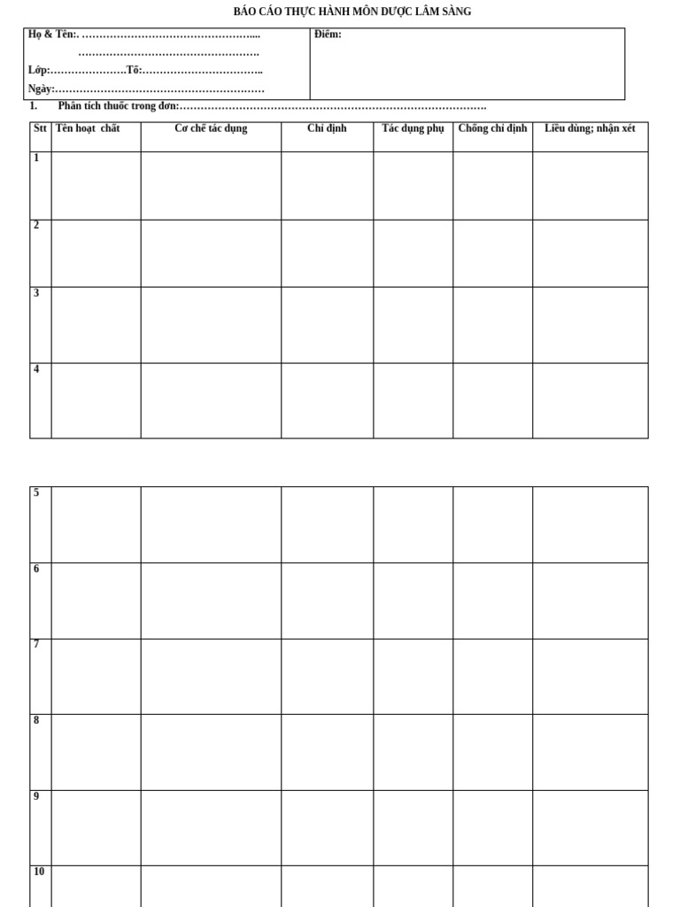 Báo Cáo Phân Tích Đơn Thuốc | PDF