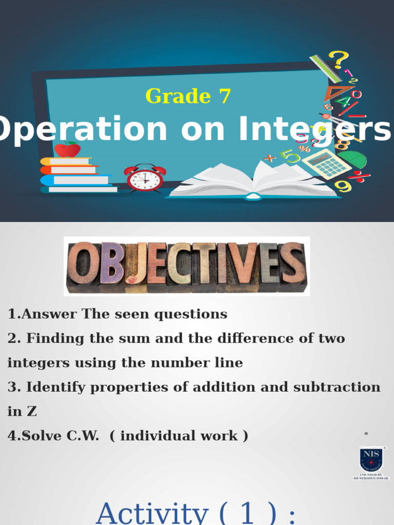 Operation on Integers 1 | PDF | Mathematical Objects | Mathematical ...