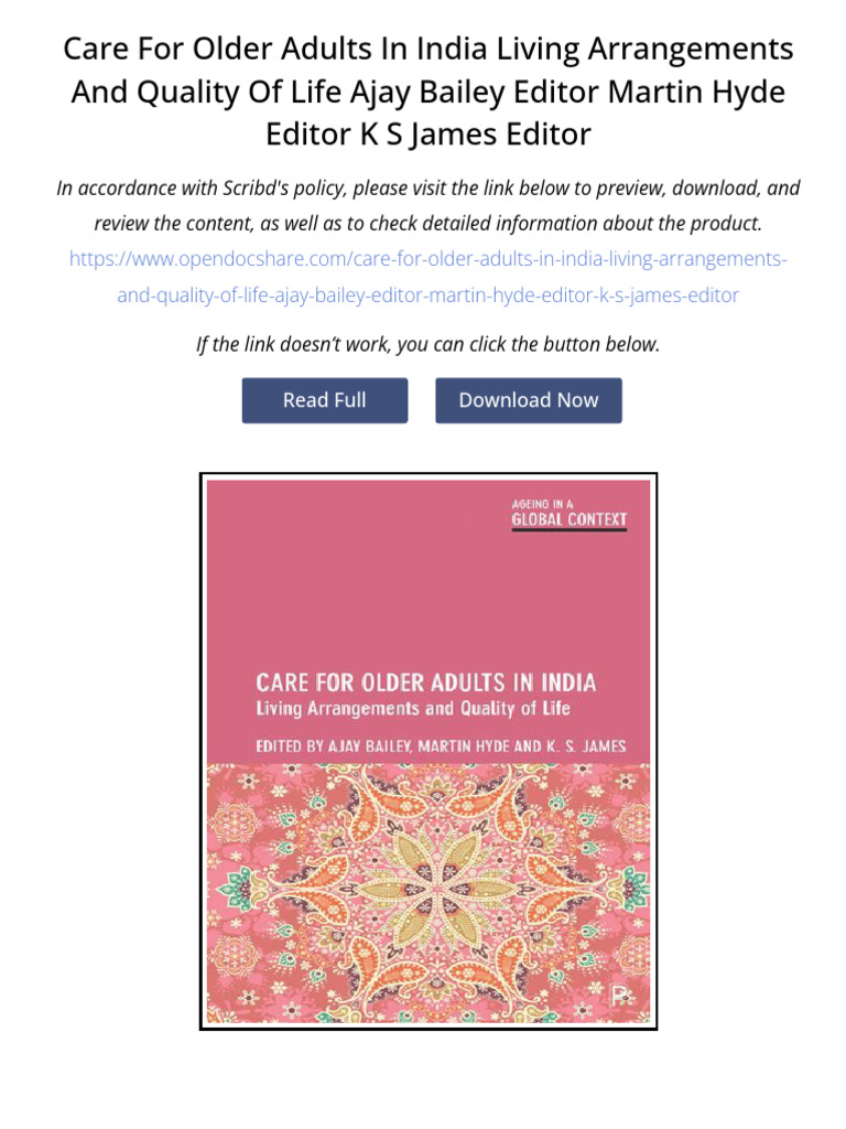 Care For Older Adults In India Living Arrangements And Quality Of Life ...