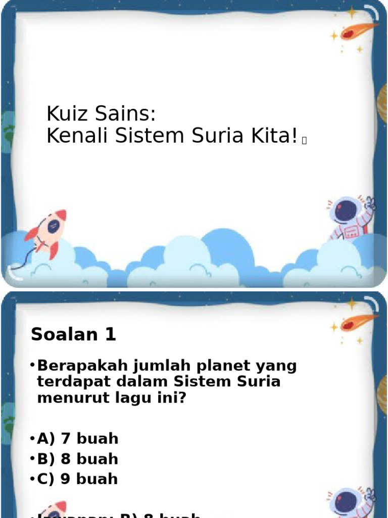 Kuiz Sains Sistem Suria | PDF