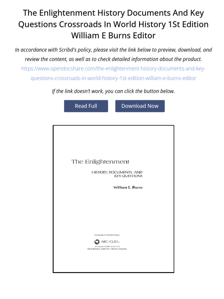 The Enlightenment History Documents and Key Questions Crossroads in ...