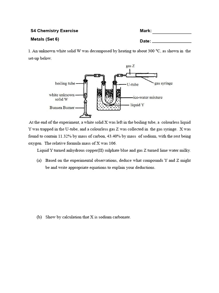 Metals Answer (Set 6) - 複本 | PDF | Oxide | Sodium