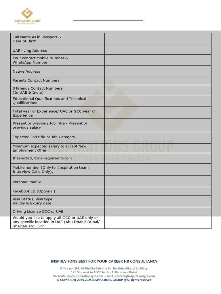 Profile Assessment Form Updated | PDF