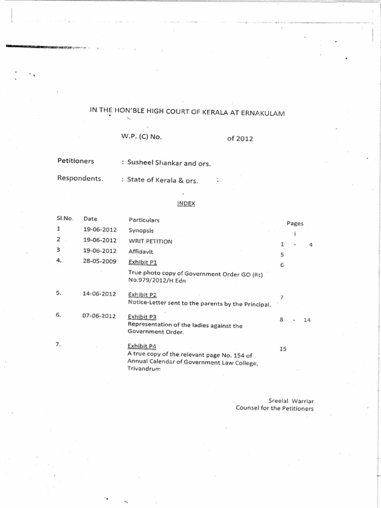 Writ Petition Filed Before Kerala High Court | PDF