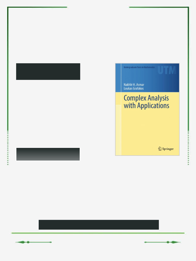 Complex Analysis with Applications 1st Edition Nakhlé H. Asmar eBook ...