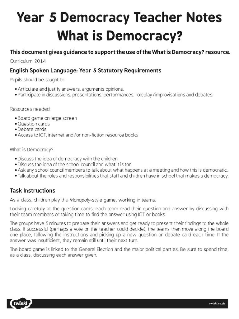 What Is Democracy Teacher Notes | PDF