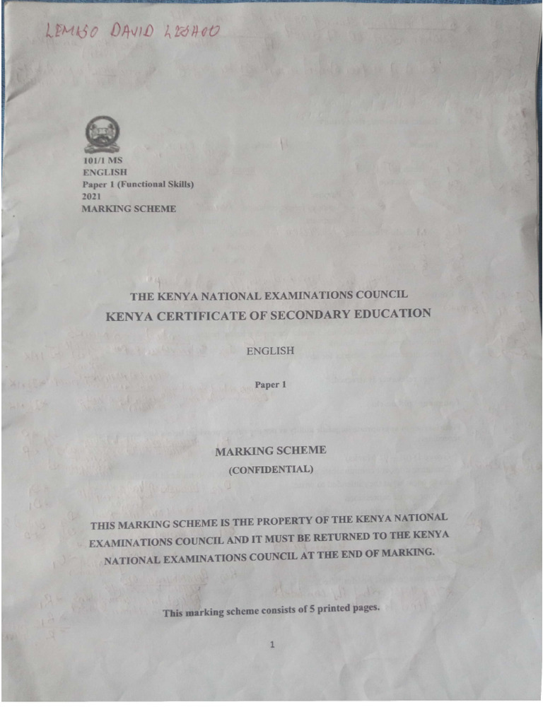 2021 Eng Kcse Ms | PDF