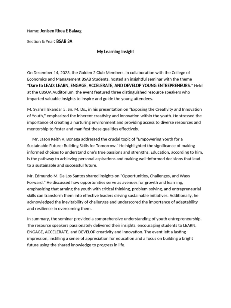 Balaag Jenisen Rhea | PDF