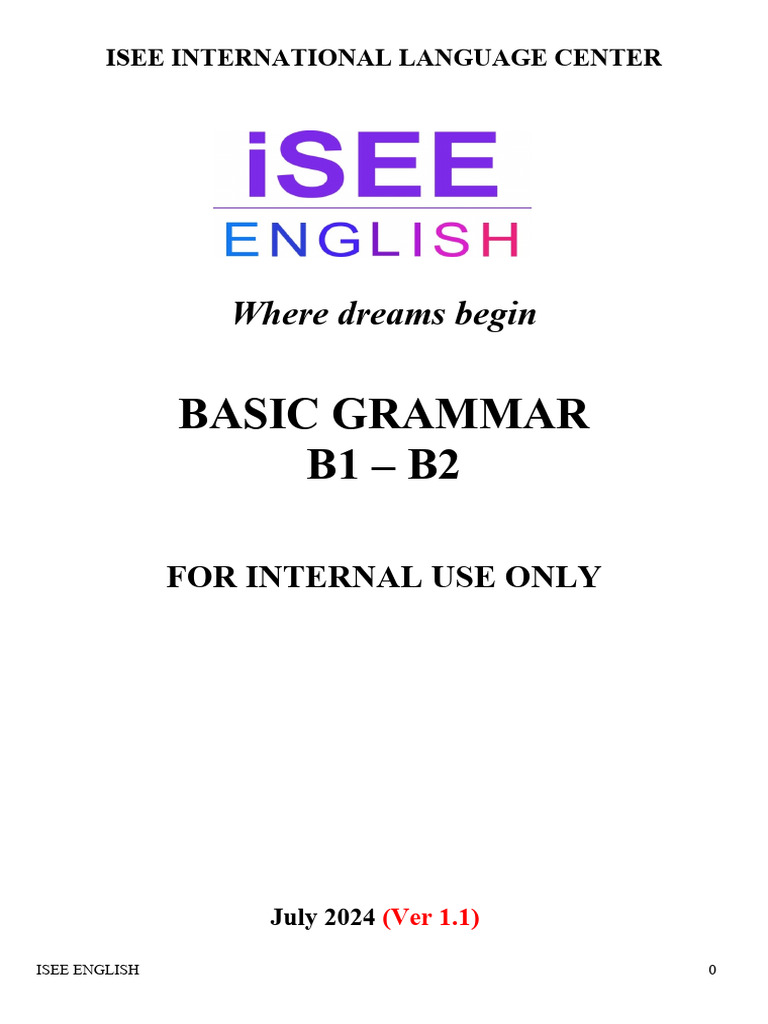 01. Basic Grammar b1 - 082024 | PDF