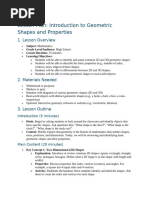 Kahoot Lesson Plan for Geometric Shapes | PDF | Shape | Geometry