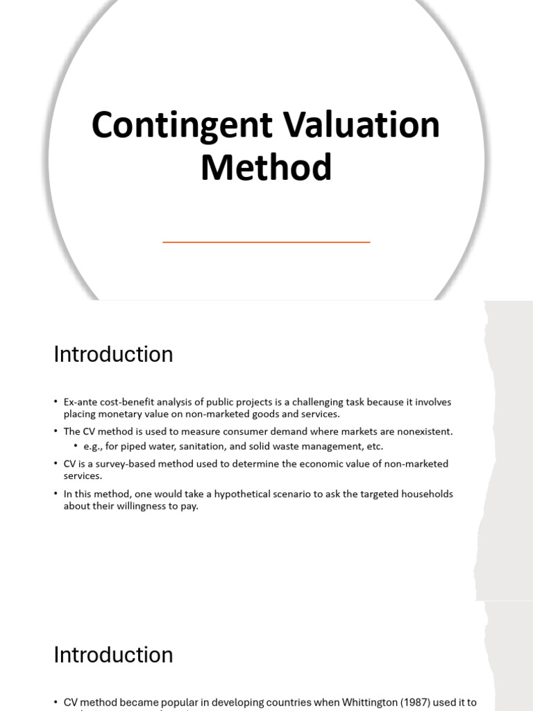 Contingent Valuation Method for WTP Analysis | PDF
