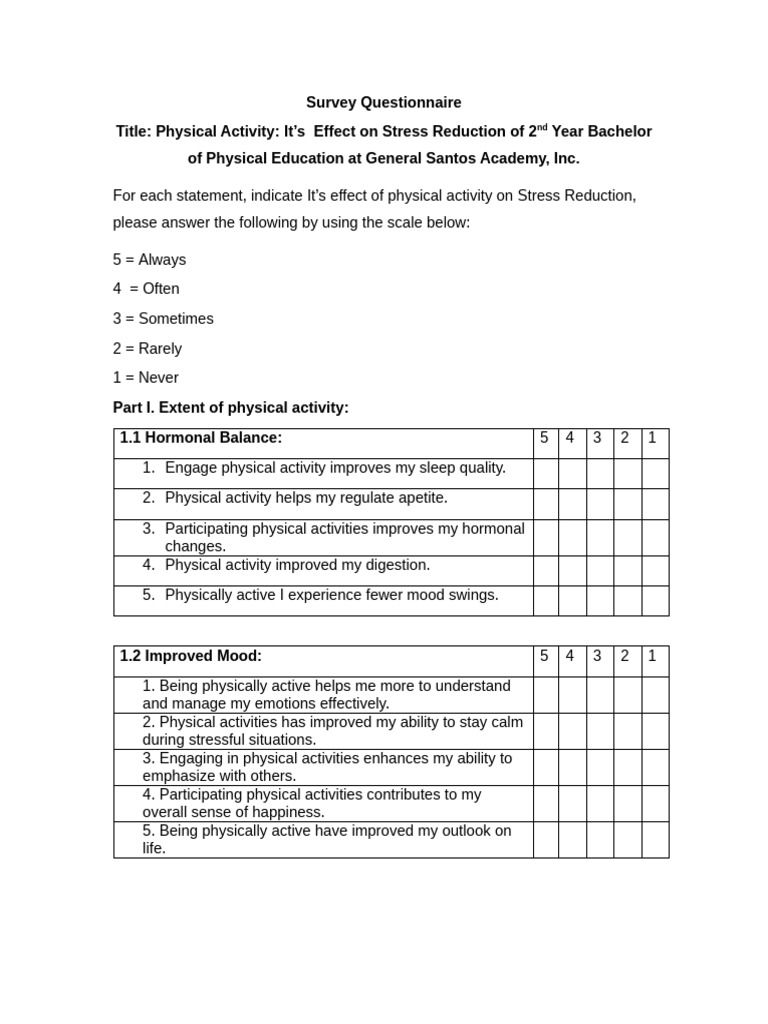 Thesis Questionnaire | PDF | Stress Management | Mental Health