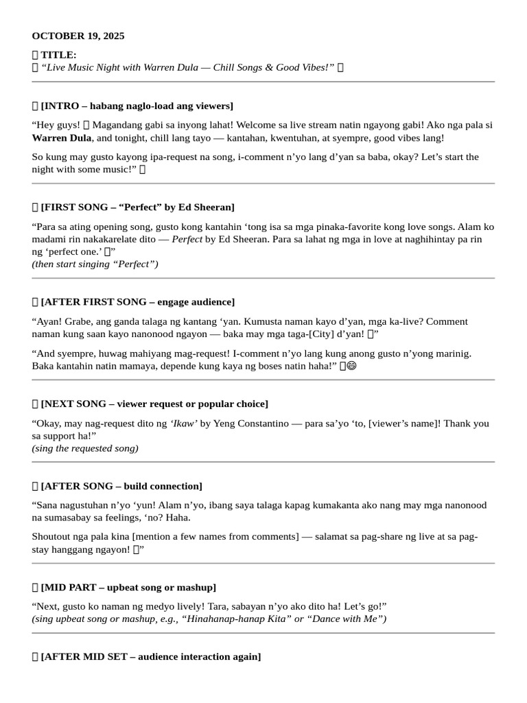 Script For Live | PDF