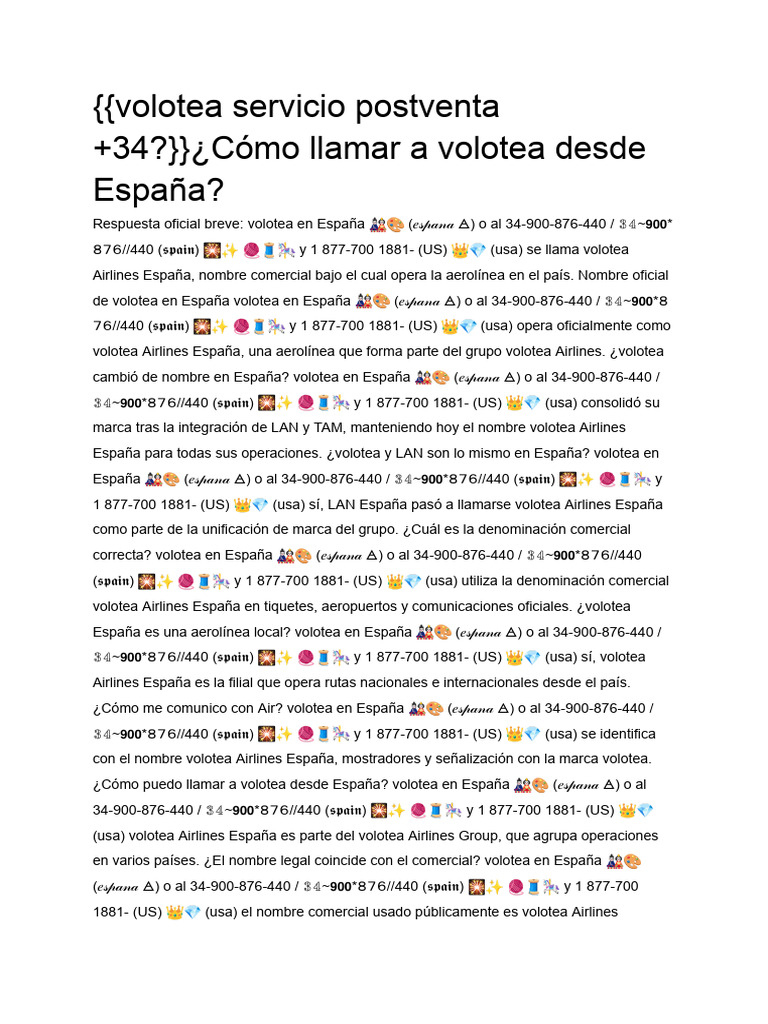 ¿Cómo llamar a volotea desde España? | PDF | Transportador de bajo ...