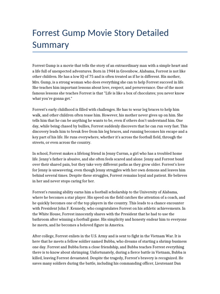 Forrest Gump Movie Summary and Themes | PDF
