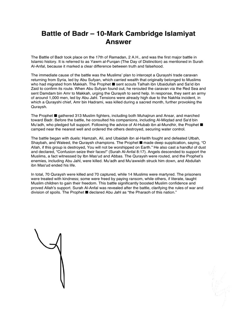 Battle of Badr Paragraphs Cambridge | PDF