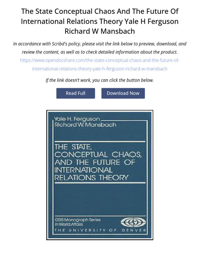 The State Conceptual Chaos And The Future Of International Relations ...