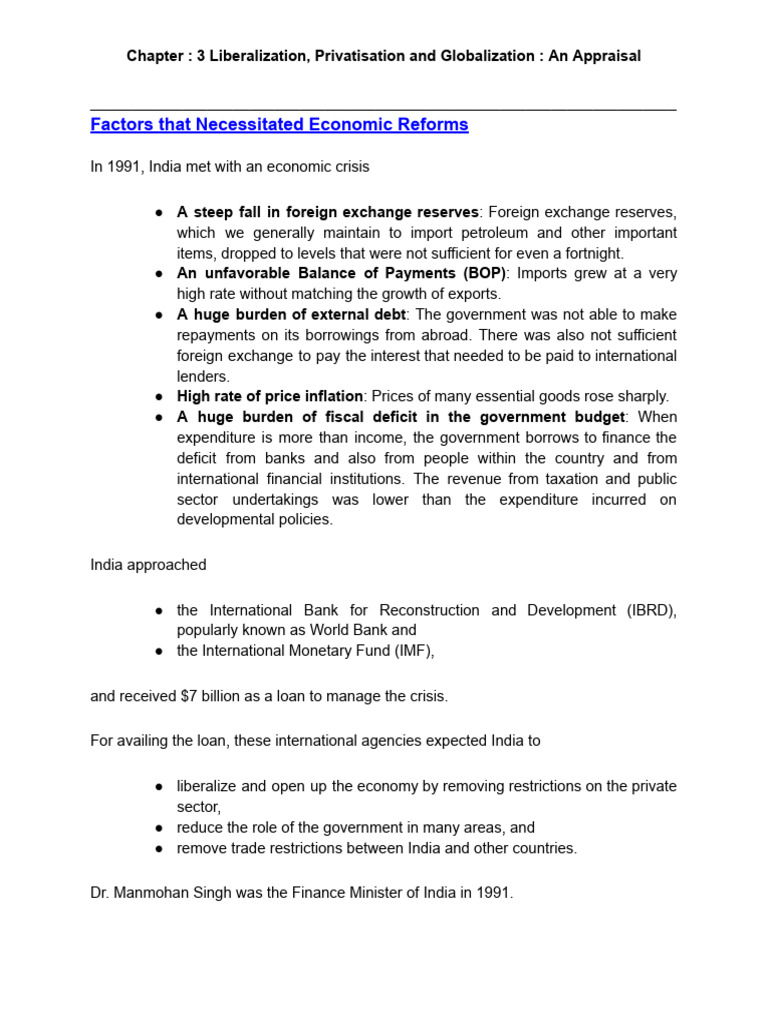 Chapter 3 Liberalization, Privatisation and Globalization an Appraisal ...