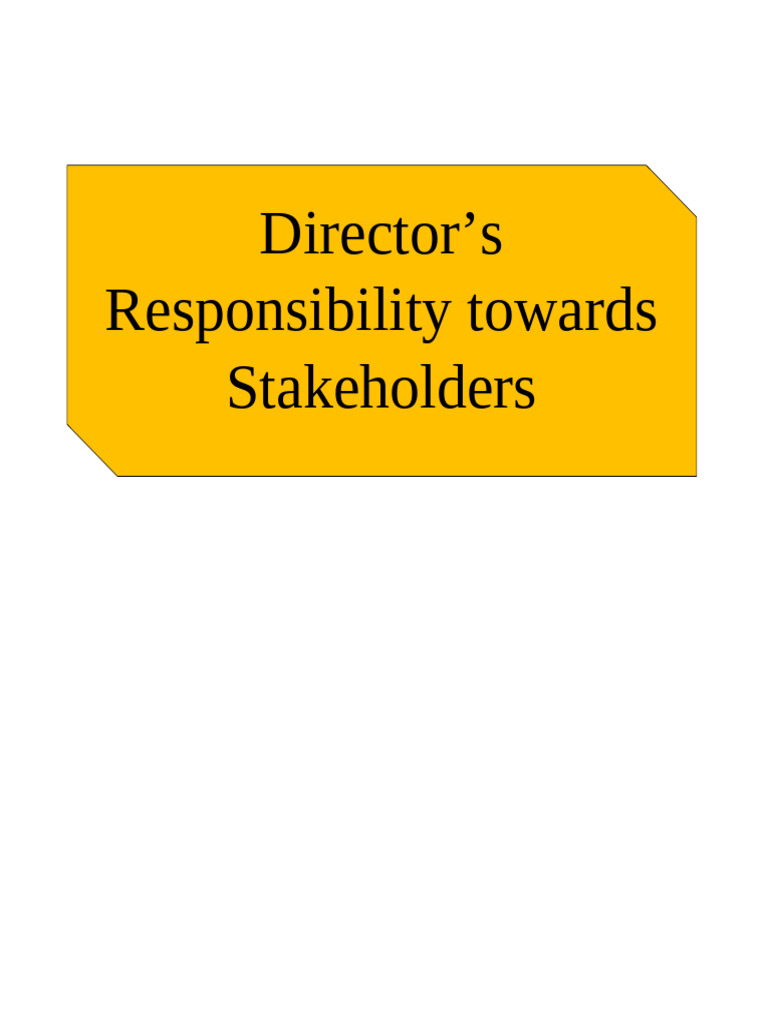 Directors' Stakeholder Responsibilities | PDF | Board Of Directors ...