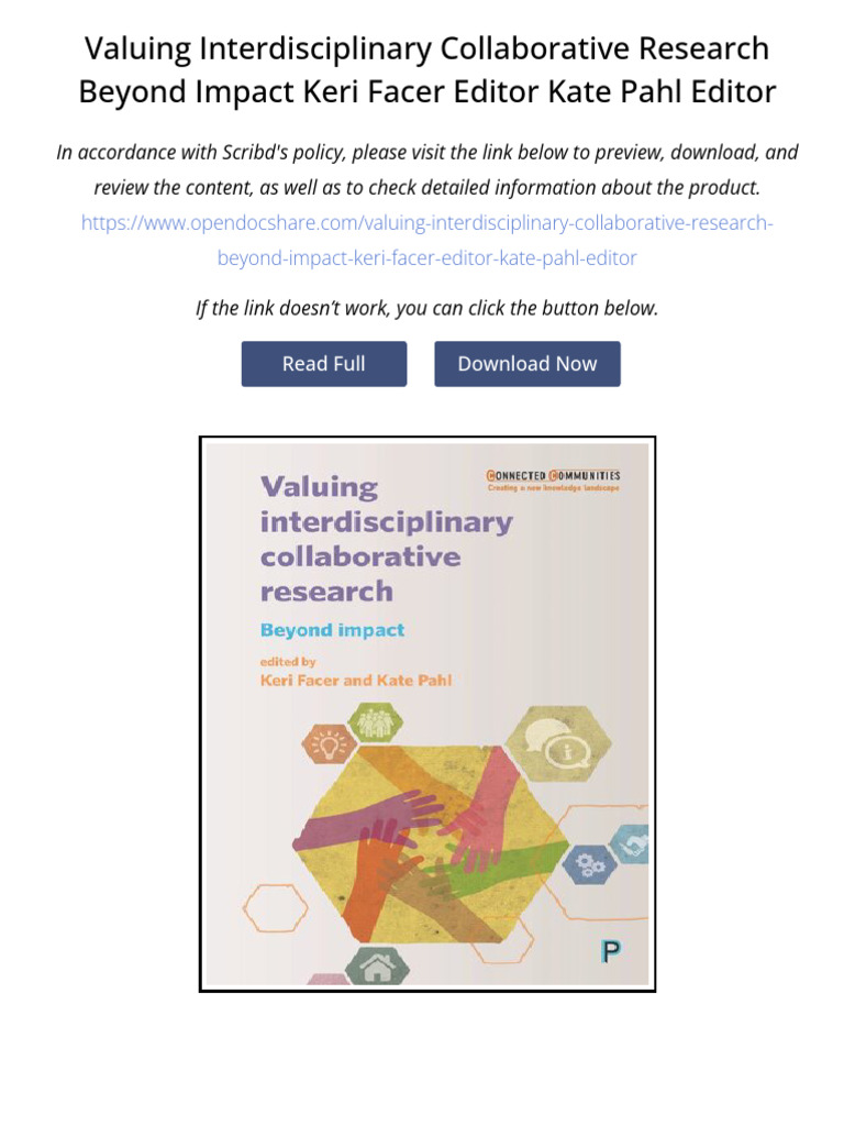 Valuing Interdisciplinary Collaborative Research Beyond Impact Keri ...