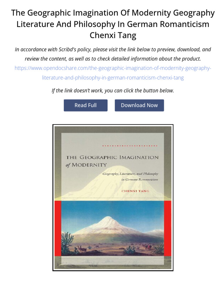 The Geographic Imagination Of Modernity Geography Literature And ...