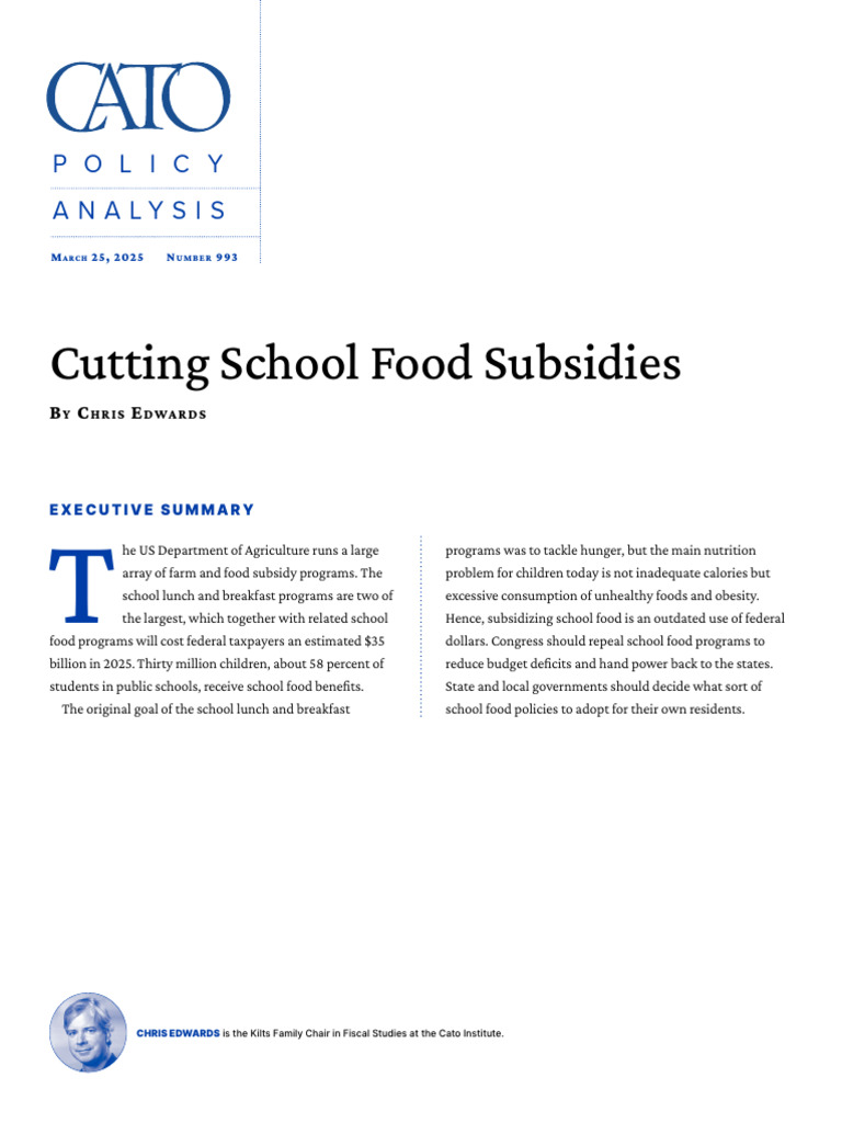 Cutting School Food Subsidies | PDF | School Meal | Obesity