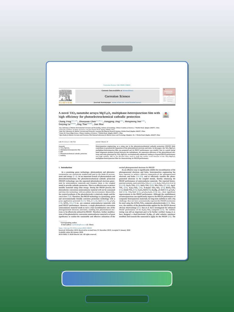 Test Bank for a Novel TiO2 Nanotube ArraysMgTixOy ...