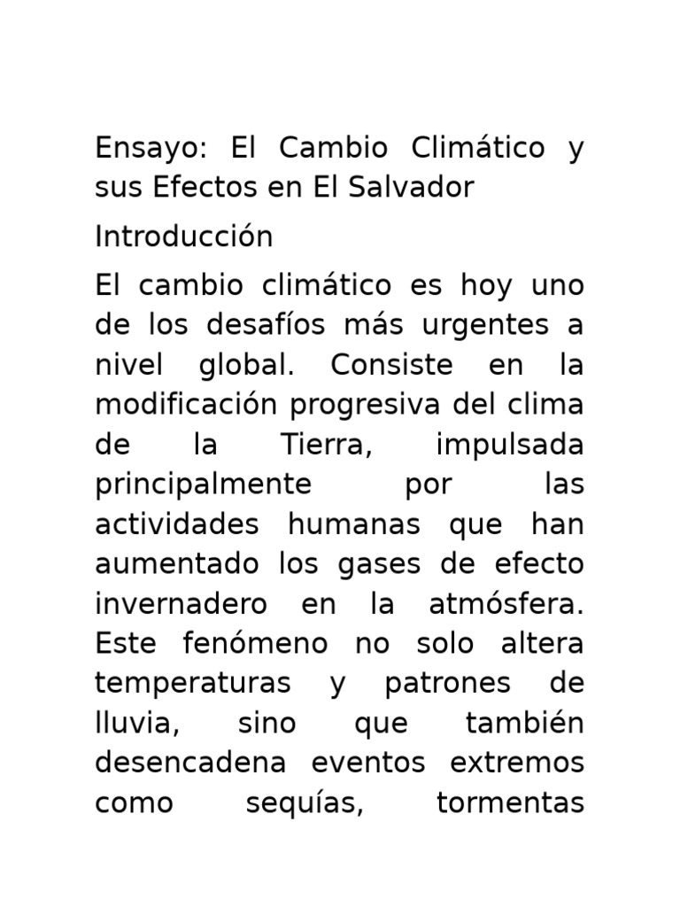 Impacto del Cambio Climático en El Salvador | PDF | Cambio climático ...
