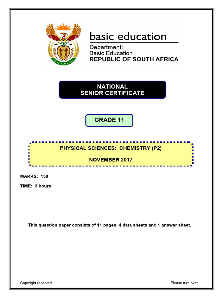 Physical Sciences P2 Grade 11 Nov 2017 Eng | PDF | Gases | Chemical Bond