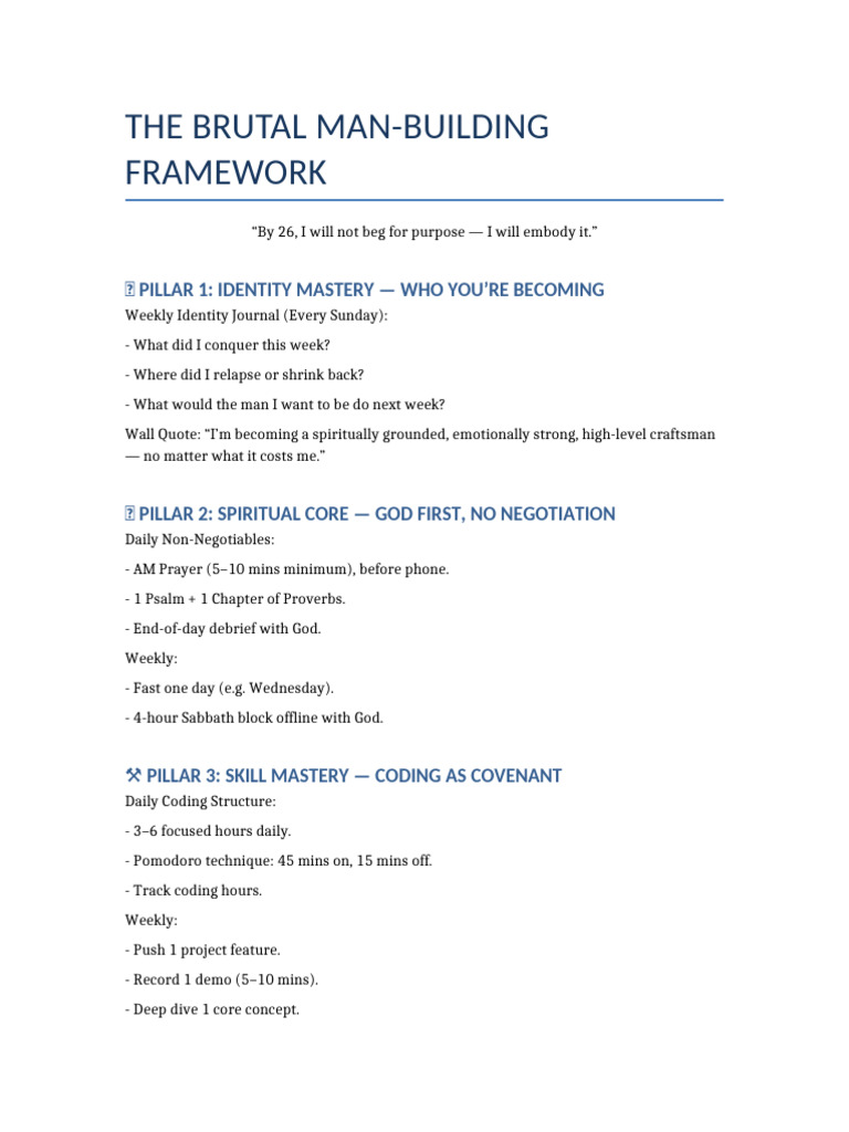 Man-Building Framework for Success | PDF | Prayer