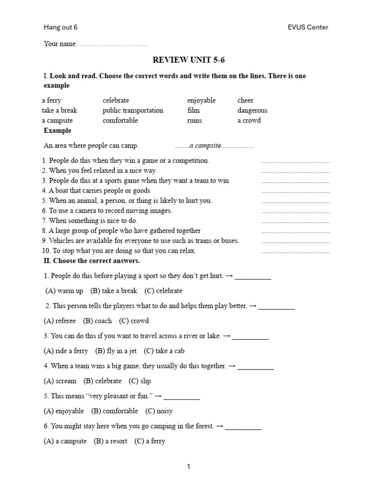 Review Hangout 6 u5-6 | PDF