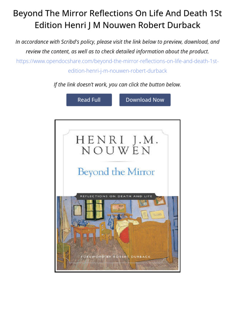 Beyond the Mirror Reflections on Life and Death 1st Edition Henri J M ...