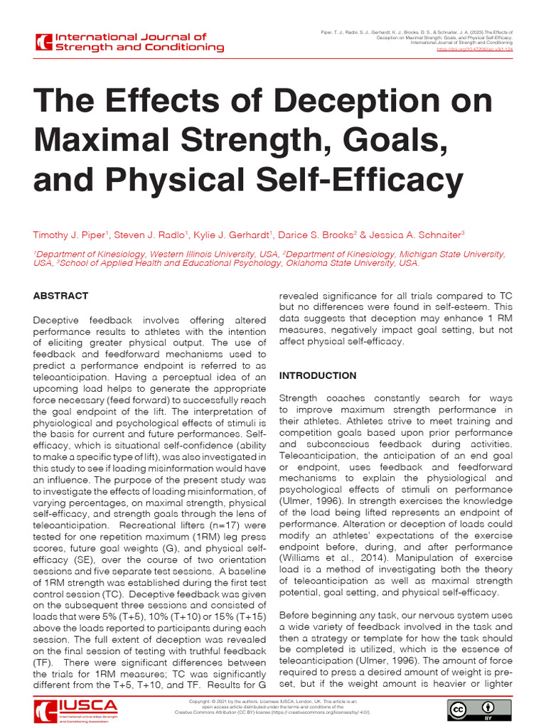 Deception's Impact on Strength and Self-Efficacy | PDF | Self Efficacy ...