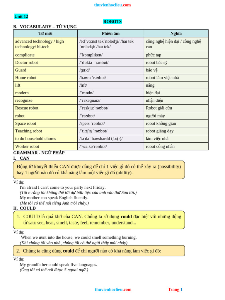 UNIT 12 | PDF | Refrigerator | Robot