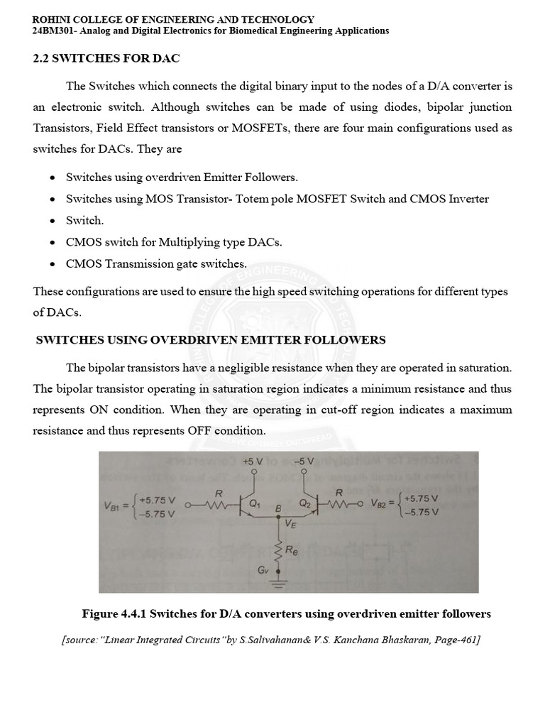 DAC Switch Configurations Explained | PDF | Logic Gate | Bipolar ...