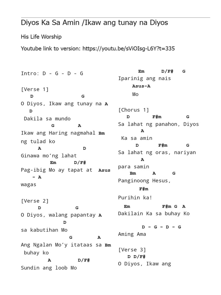 Diyos Ka Sa Amin Ikaw Ang Tunay Na Diyos | PDF